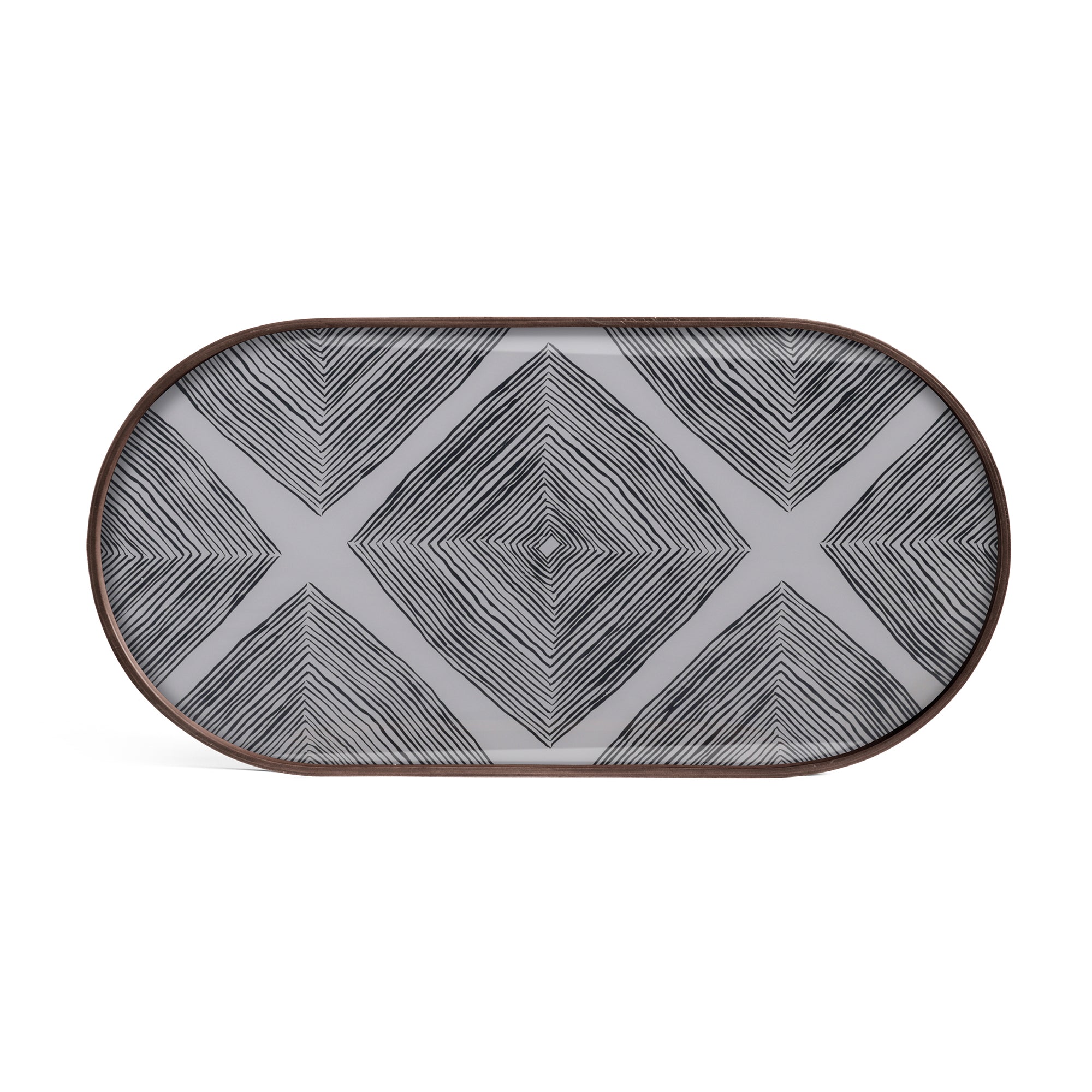 Slate Linear Squares Glass Tray Oblong - Hansen Interiors
