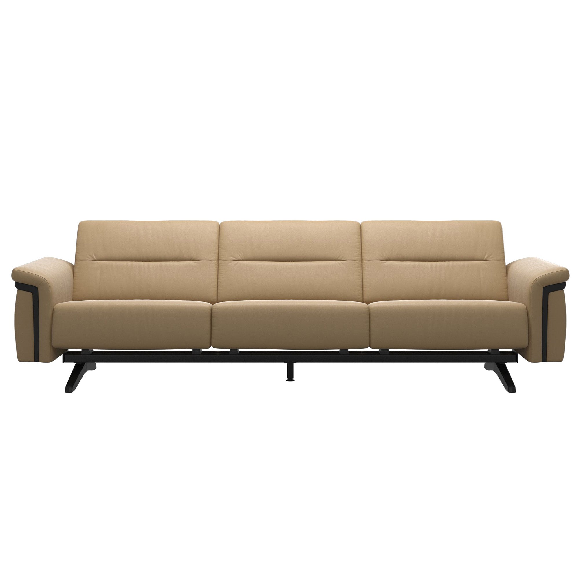 Stressless Stella Sofa Wood Finish Arm - Paloma Sand - Hansen Interiors
