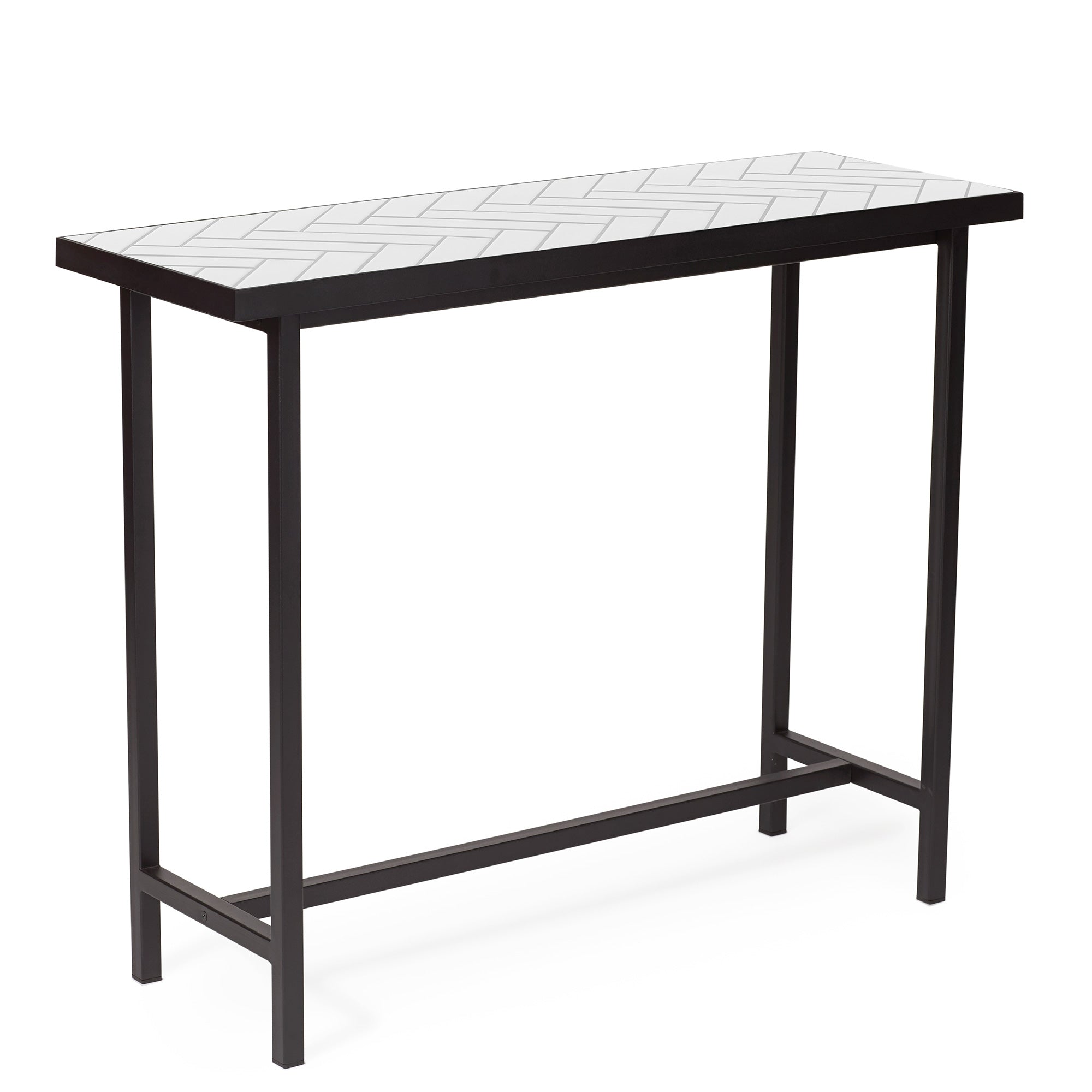 Herringbone Tile Console Table Hansen Interiors Pure White